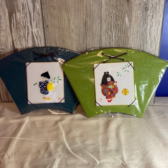 Art | Vintage Japanese Traditionoshie Kurumie Paper Fabric Art | Poshmark